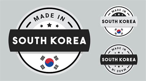 한국 국기 기호가 있는 라벨 스티커 배지 또는 아이콘을 위한 한국 컬렉션으로 제작되었습니다 고급에 대한 스톡 벡터 아트 및 기타 이미지 Istock