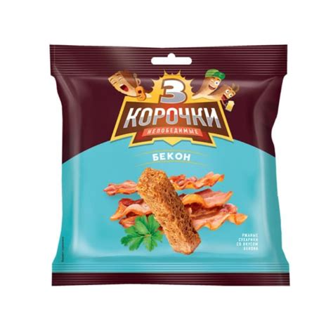 Сухарики ржаные со вкусом бекона «3 Корочки», 100 г — Магазин «Калинка»