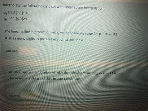 solved interpolate the following data set with linear spline
