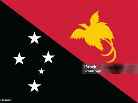 파푸아 뉴기니 국기입니다 플래그 아이콘입니다 표준 색상 표준 크기 직사각형 플래그입니다 컴퓨터 일러스트레이션 디지털 일러스트레이션 벡터 일러스트 레이 션입니다 0명에 대한