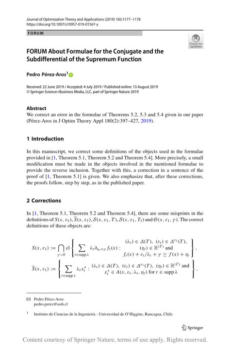 forum about formulae for the conjugate and the subdifferential of the