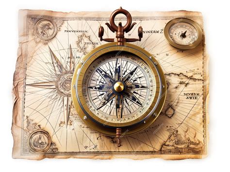 Premium Ai Image Compass And Map Navigation Exploration Isolated On White Background Ai Generated