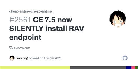 Ce 75 Now Silently Install Rav Endpoint · Issue 2561 · Cheat Enginecheat Engine · Github