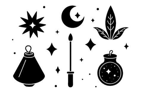 Premium Vector Bewitched Elements Set Magical Vector Illustration