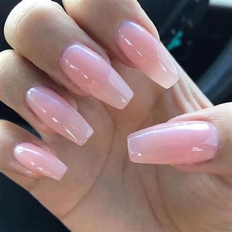 Light Pink Coffin Shaped Nails Tips Color Short Acrylic Nails