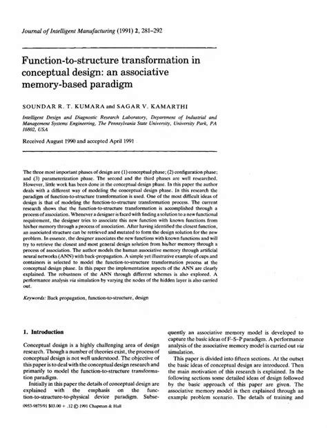 Pdf Function To Structure Transformation In Conceptual Design An