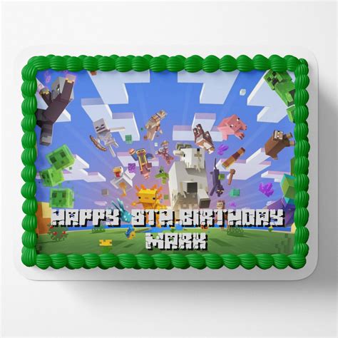 Minecraft Sheet Cake Topper Edible Image Mindcraft Birthday Party Edible Sugar Art