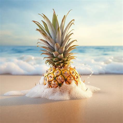 Premium Photo Pineapple On The Beach