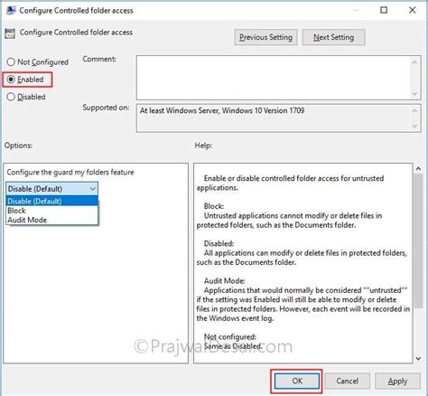 How To Enable Controlled Folder Access Using Group Policy