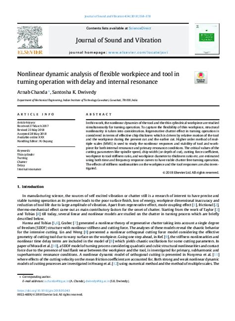 pdf nonlinear dynamic analysis of flexible workpiece and tool in