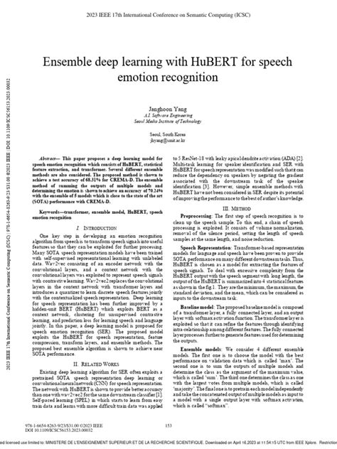 Ensemble Deep Learning With Hubert For Speech Emotion Recognition Pdf Deep Learning Learning