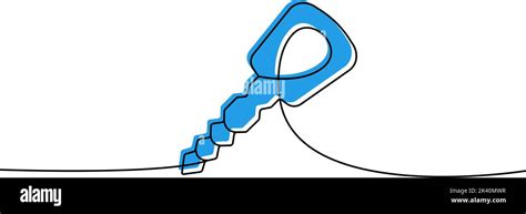 Key One Line Colored Continuous Drawing Home Key Continuous One Line Colorful Illustration