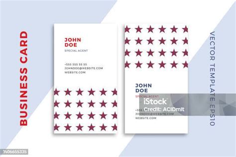 별 패턴이 있는 수직 명함 템플릿입니다 현대적인 기하학적 패턴의 애국적인 기업 문구 모형 샘플 텍스트가있는 깨끗하고 간단한 벡터
