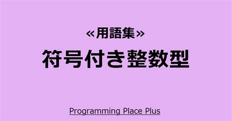 符号付き整数型 Programming Place Plus 用語集