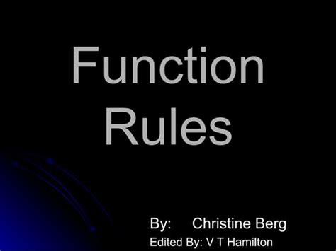 Function Rules Ppt