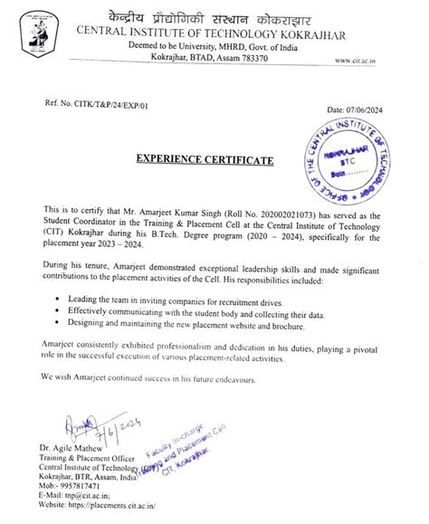 Btech Placementcoordinator Webdevelopment Teamwork Careergrowth Thankful Amarjeet Kr Singh