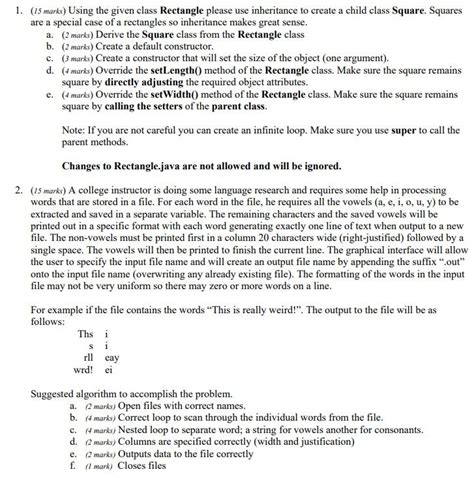 Solved 1 15 Marks Using The Given Class Rectangle Please