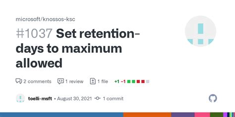 Set Retention Days To Maximum Allowed By Toelli Msft · Pull Request 1037 · Microsoftknossos