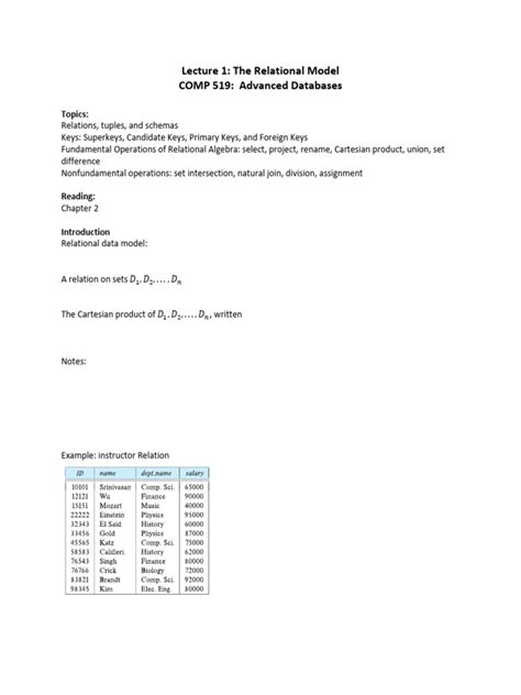 Lecture 1 The Relational Model Template Pdf Relational Model Software Design