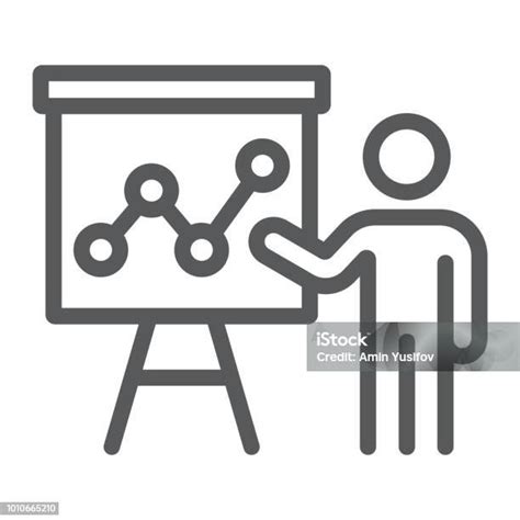 프레 젠 테이 션 라인 아이콘 교육 및 세미나 교사 서명 벡터 그래픽 흰색 배경 Eps 10에 선형 패턴 강사에 대한 스톡 벡터 아트 및 기타 이미지 Istock