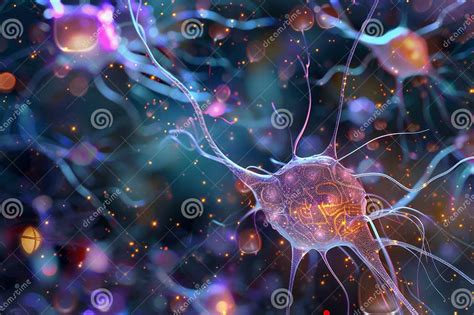 Neural Network Connection With A Cosmic Sparkling Visual Representation In Vibrant Colors Stock