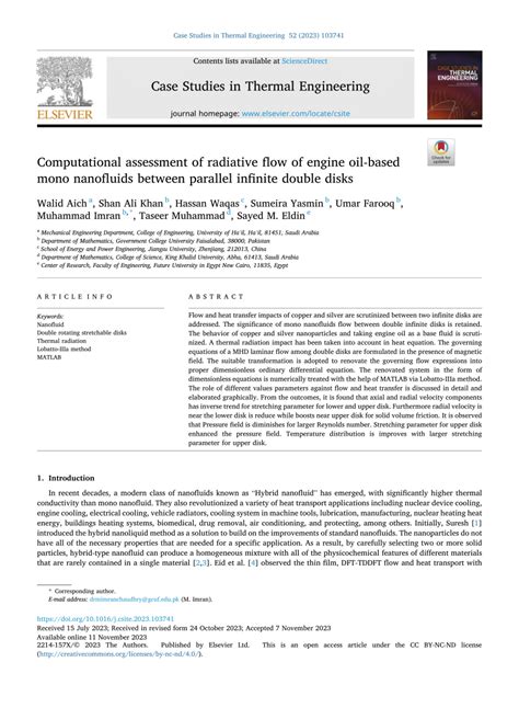 Pdf Computational Assessment Of Radiative Flow Of Engine Oil Based
