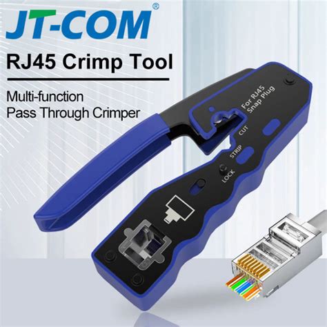 Jt Com Rj45 Crimper Tool Pass Through Crimp For Crimping Cat8 7 6 5 Cat5e Connector With