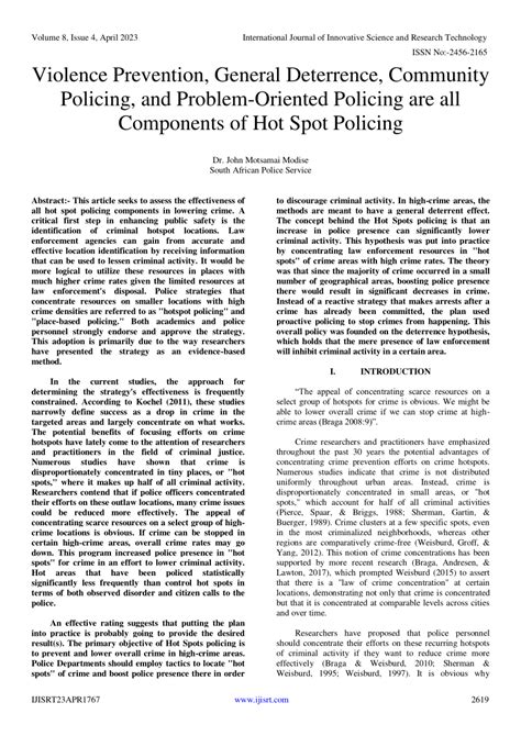 Pdf Violence Prevention General Deterrence Community Policing And