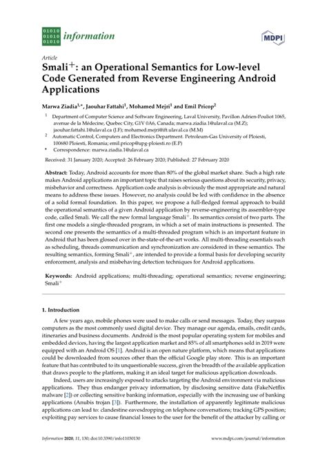Pdf Smali An Operational Semantics For Low Level Code Generated