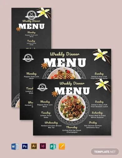 Weekly Menu Template Word PARAHYENA