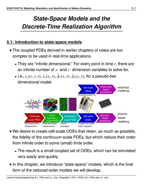 State Space Models And The Discrete Time Realization Algorithm Lecture Notes ECE