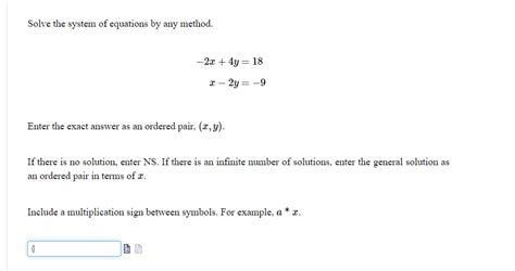 solved solve the system of equations by any method −2x 4y
