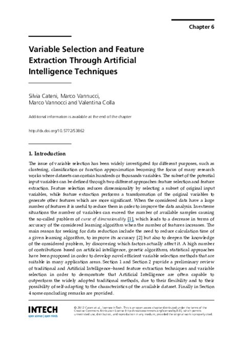 pdf variable selection and feature extraction through artificial intelligence techniques