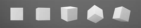 White 3d Modeling Cubes Set With Perspective Isolated On Dark Background Render A Rotating 3d