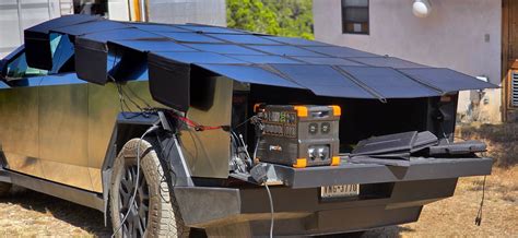Tesla Cybertruck Owner Demonstrates How To Use Mobile Solar Panels To