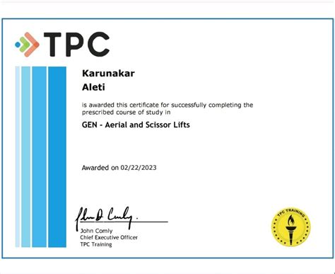 Karunakar A On Linkedin Completed Training In Tpc