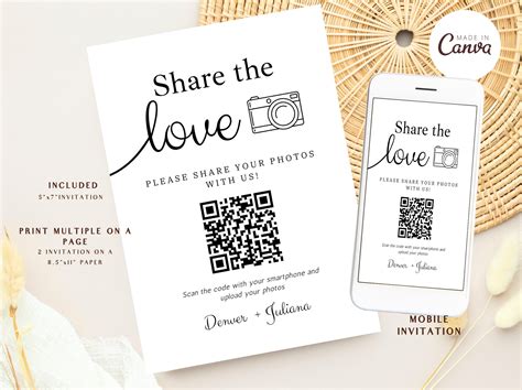 Editable Share The Love QR Code Capture The Love Qr Code Invitation Wedding Qr Code Qr Code