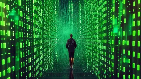 A Man Is Seen Walking Through A Tunnel Lined With Sequential Numbers