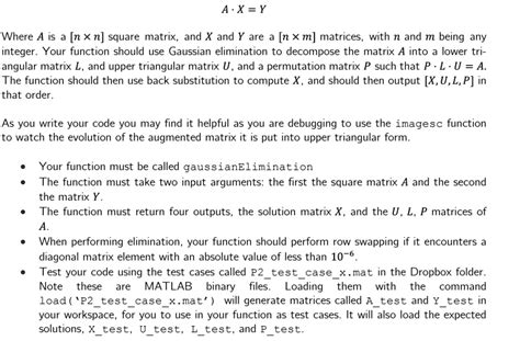 Solved A X Y Where A Is A [n X N] Square Matrix And X And Y Are [n X