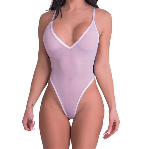 Sheer When Wet Swimsuit Womens Lace Corset One Piece Swimsuit See