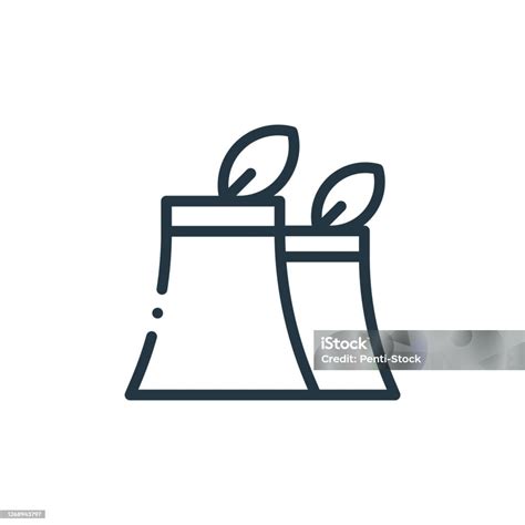 흰색 배경에 격리 된 원자력 발전소 벡터 아이콘 웹 사이트 디자인 및 모바일 앱 개발을위한 개요 얇은 라인 원자력 발전소 아이콘 얇은 선 핵 플랜트 윤곽선 아이콘 벡터