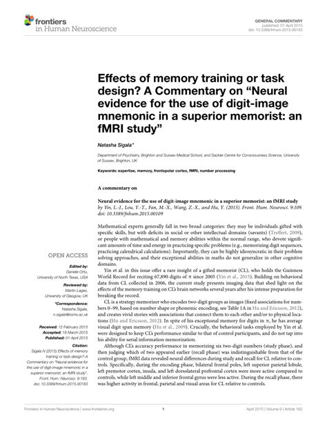 Pdf Effects Of Memory Training Or Task Design A Commentary On Neural Evidence For The Use Of