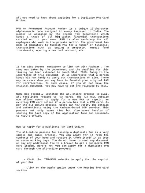 Duplicate Pan Card Application Guide Pdf Applications Of Cryptography Payments