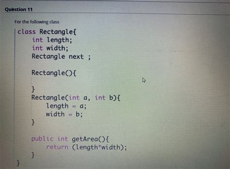Solved For The Following Class Class Rectangle Int Length