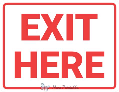 Exit Here Sign Printable