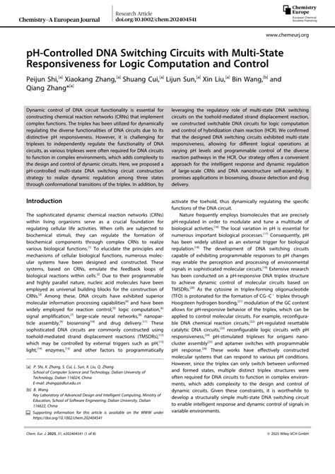 Ph‐controlled Dna Switching Circuits With Multi‐state Responsiveness For Logic Computation And