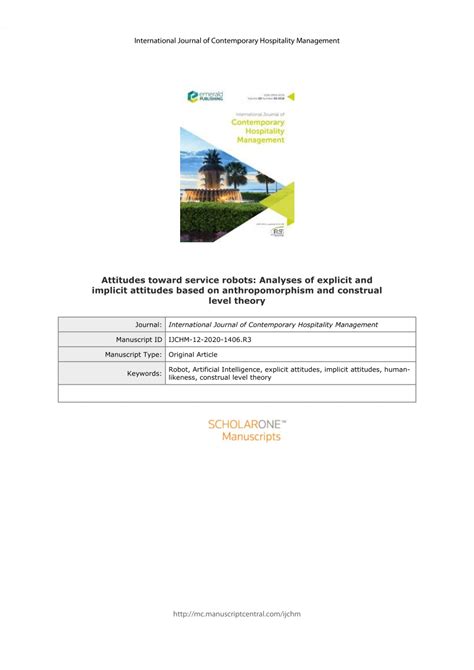 Pdf Attitudes Toward Service Robots Analyses Of Explicit And