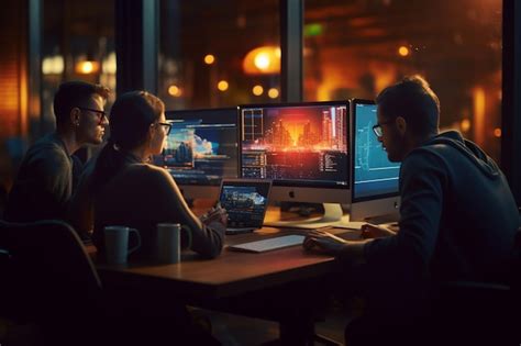 Premium Photo Group Of Software Developers Collaborating On A Generative Ai