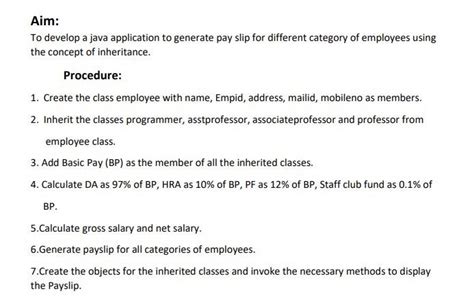 Solved Aim To Develop A Java Application To Generate Pay
