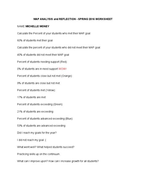 Map Analysis And Reflection Spring 2016 Worksheet Pdf